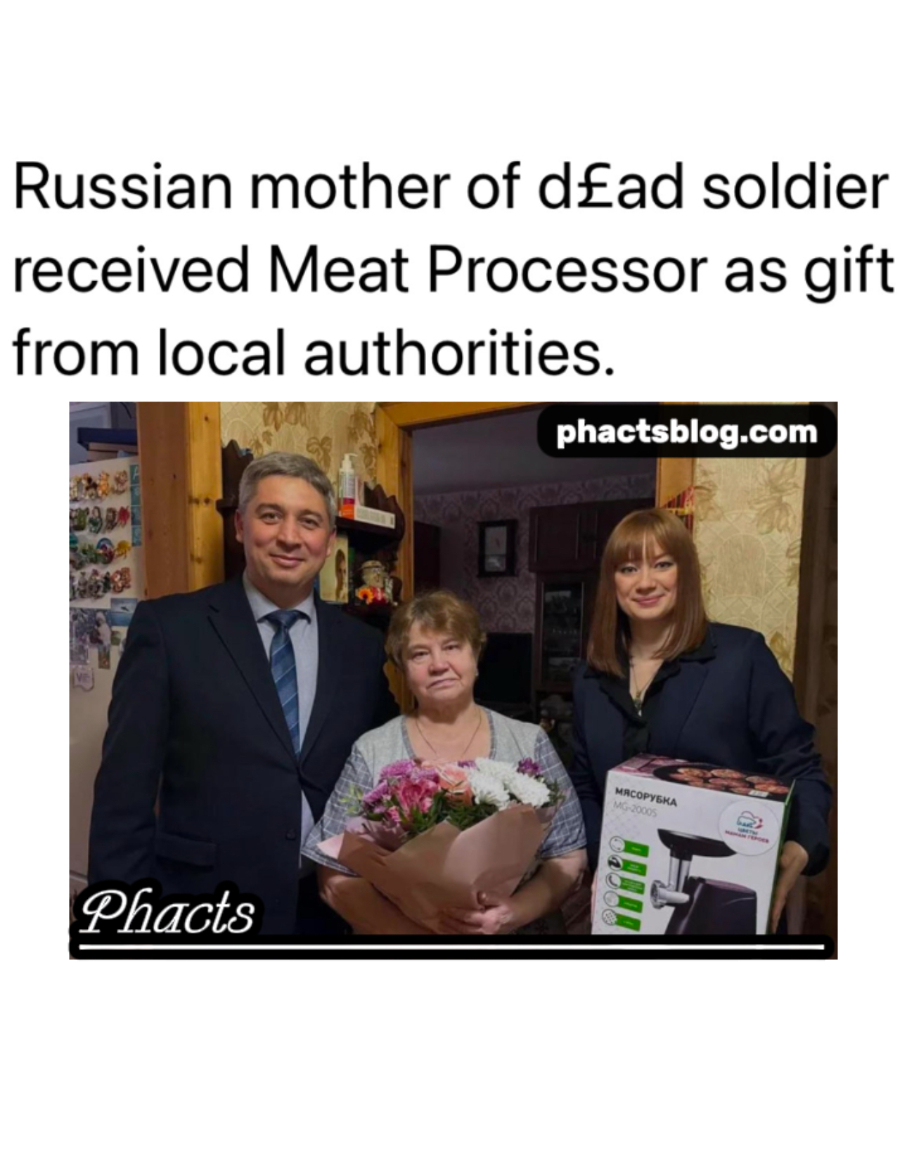 Dead Soldier’s Mom Receives Meat Processor As Condolence Gift - PHACTS